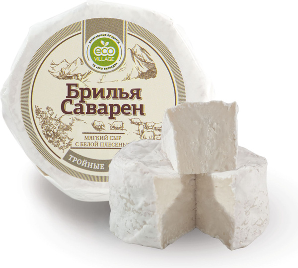 Сыр ECO VILLAGE Брилья саварен, тройные сливки, 50%, 170 г - купить с ...