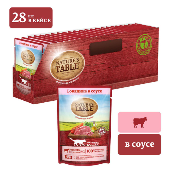 Влажный корм для кошек Nature’s Table™ Говядина в соусе, 28 шт по 85 г ...