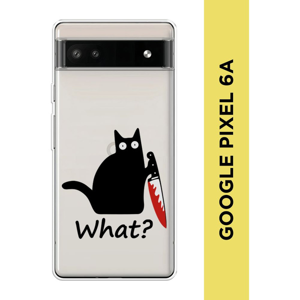 Силиконовый чехол на Google Pixel 6A / Гугл Пиксель 6А "Котик с ножом ...