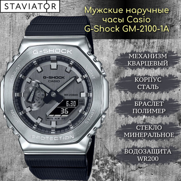 Часы наручные мужские японские Casio G-Shock GM-2100-1A электронные ...