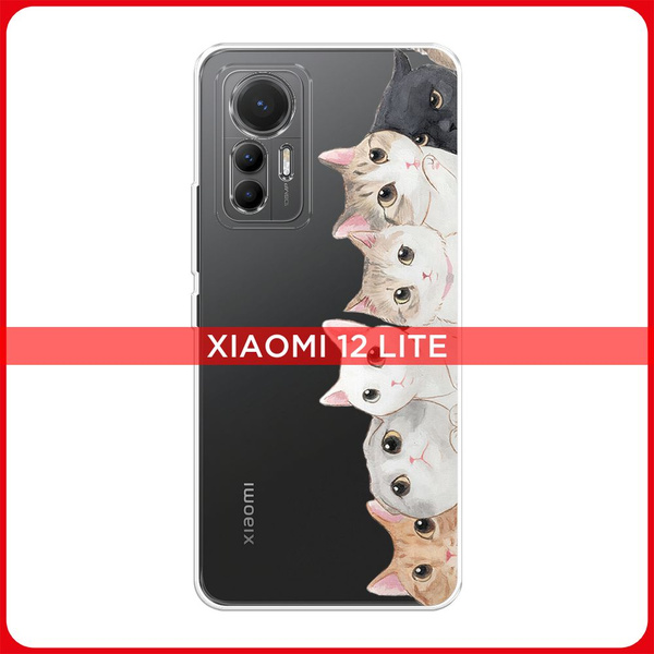 Силиконовый чехол на Xiaomi 12 Lite / Сяоми 12 Лайт Котики, прозрачный ...