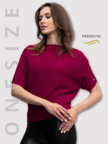 Свитер Женский RM Shopping бордовый, темно-бордовый Хлопок, Полиэстер, размер 42, 44 Без ...