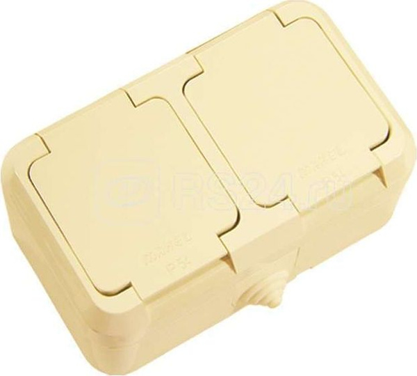 Розетка силовая штепсельная Makel / Макел Менекше 16А 250В IP44 кремовый, с заземляющим ...