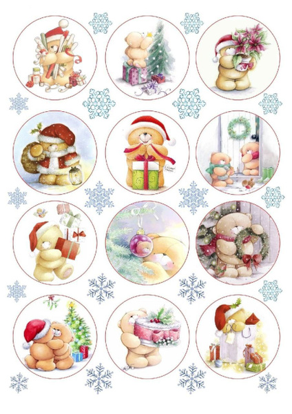 Вафельная картинка мишки новогодние - купить с доставкой по выгодным ...