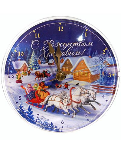 Часы на магните Тройка "С Рождеством Христовым!" (диаметр - 10 см ...
