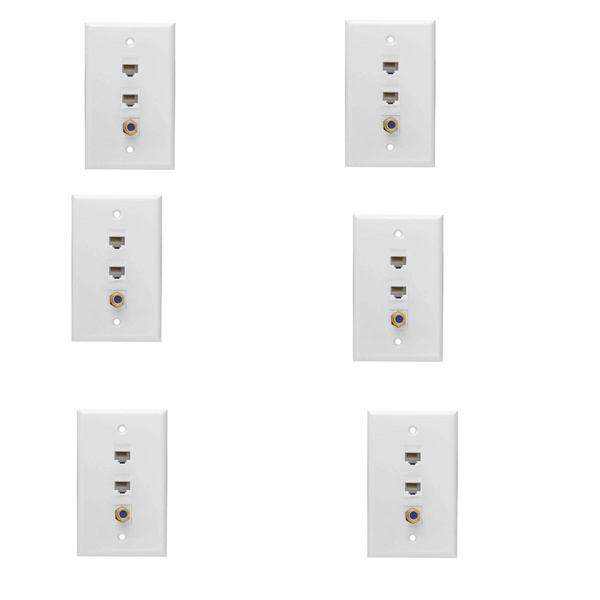 Phosphos Настенная коаксиальная панель Ethernet 2 порта Cat6 Rj45 и 1