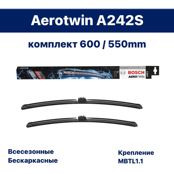 Комплект бескаркасных щеток стеклоочистителя Bosch 3397014242 ...