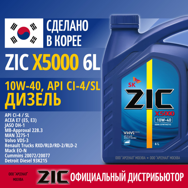 Масло моторное ZIC 10W-40 Полусинтетическое - купить в интернет ...