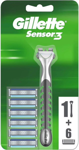 Мужская бритва Gillette Sensor 3 Sensitive + 6 запасных лезвий - купить с доставкой по выгодным ...