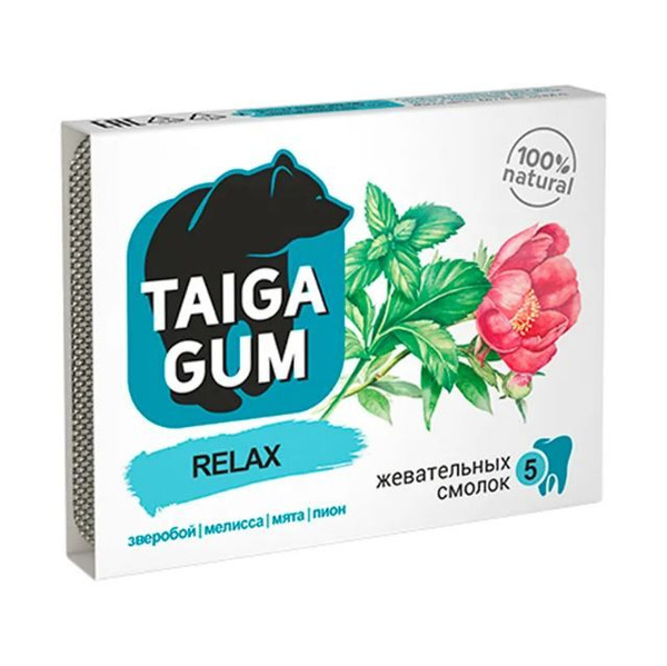 Алтайский нектар "Taiga Gum", Relax смолка жевательная без сахара 0.8 г ...