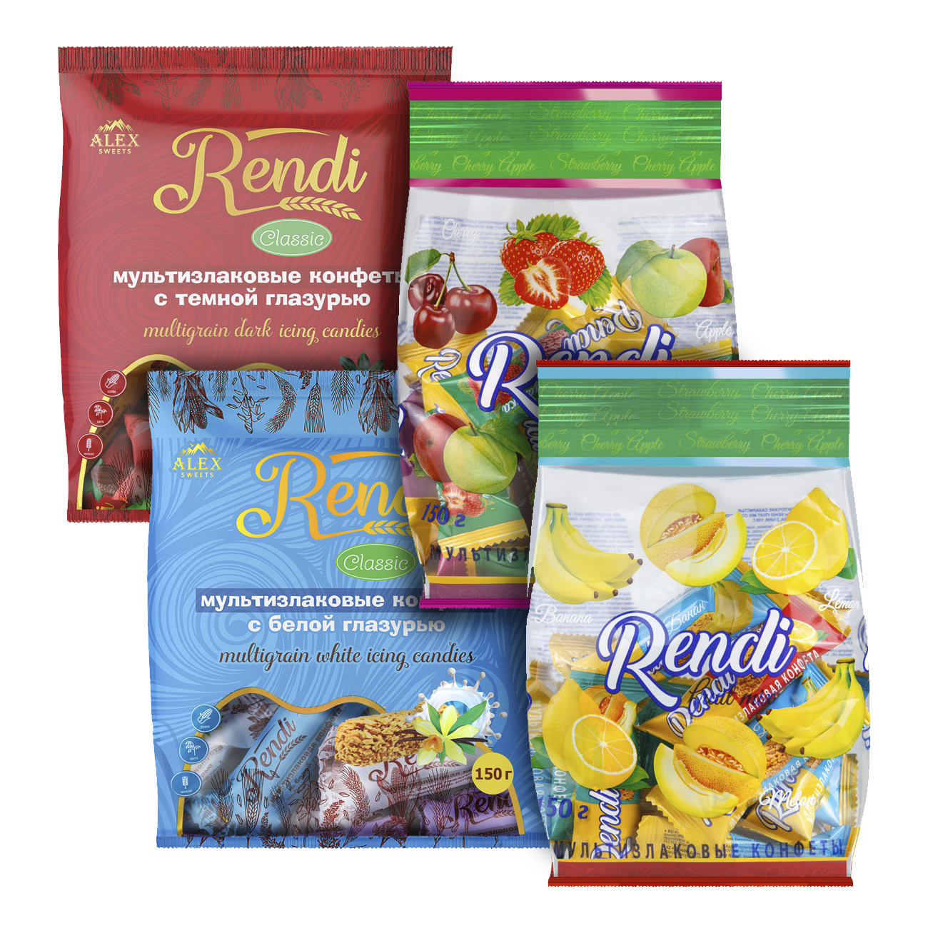 Конфеты Rendi Ассорти вкусов, 150г х 4шт — купить в интернет-магазине ...