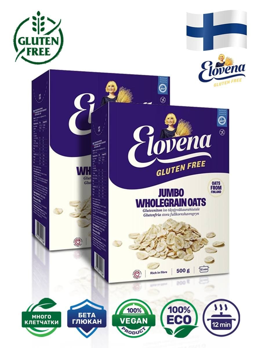 Овсяные хлопья, без глютена Provena (Elovena) 2шт по 500 гр / крупные ...