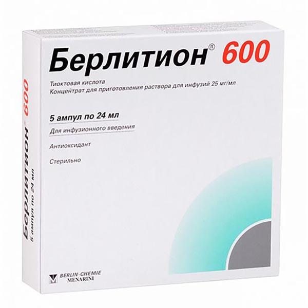 Берлитион 600 кон ц. для приготовления раствора для ин ф. 25мг/мл 24мл ...