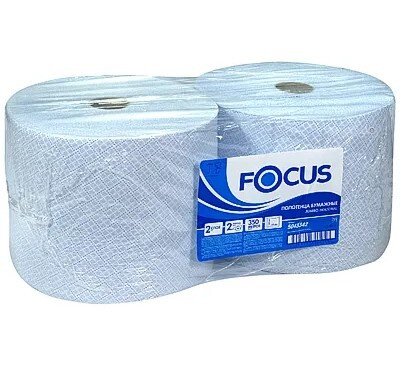 Полотенце бумажное 2-сл 350 м в рулоне, 2 уп, Н240хD225 мм FOCUS JUMBO ...