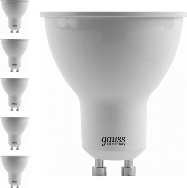 Светодиодная лампа Gauss LD13616 5.5W эквивалент 50W 3000K 430Лм GU10 для спотов MR16 (комплект ...