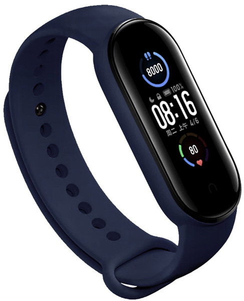 Ремешок для фитнес-браслета Xiaomi Mi Band 5, тёмно-синий. Силиконовый ...