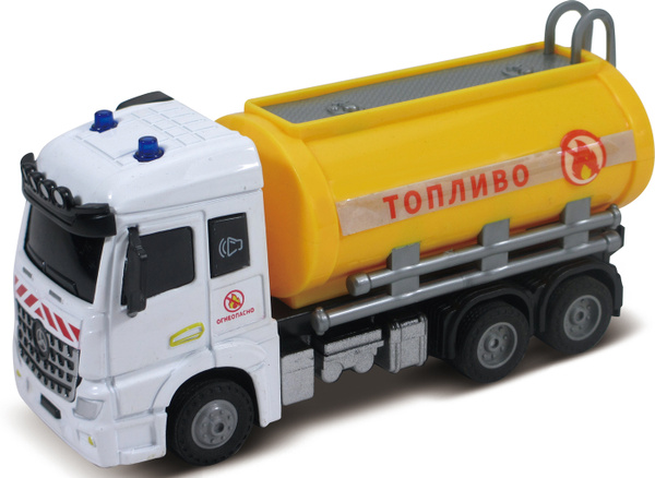 Бензовоз, кабина die-cast, инерционный механизм, свет, звук, 1:43 Funky ...