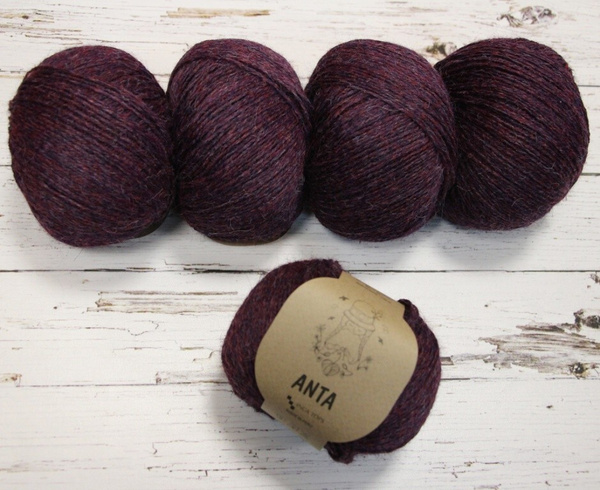 Пряжа Anta Inca Tops цвет 835 ежевика, 5шт*(150м/50г), 100% альпака ...