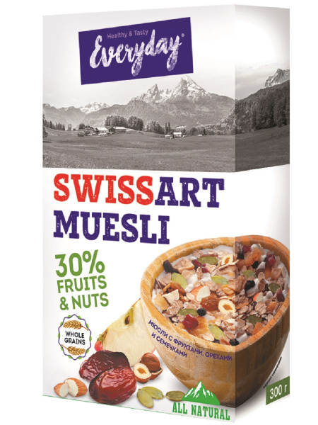 Мюсли Everyday Swiss art muesli "с фруктами, орехами и семечками" 300 ...