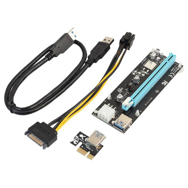 USB 3.0 Mini PCI-E to PCIe PCI Express 1X 16X Extender Riser Raiser Card Adapter SATA 6Pin Power ...
