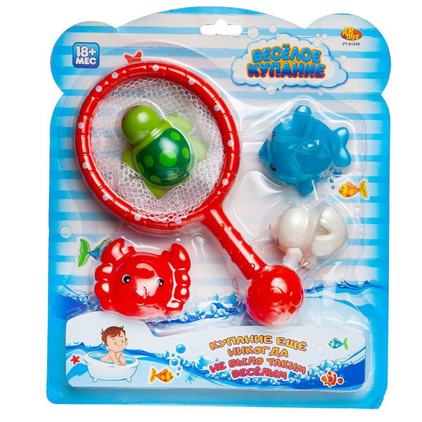 Набор игрушек для ванной ABtoys Веселое купание Морские обитатели, 4 ...