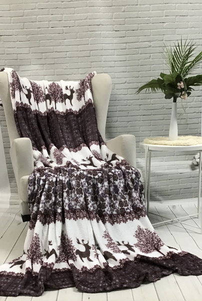 Плед флис Пейзаж с оленем 200х180 см - купить с доставкой по выгодным ...