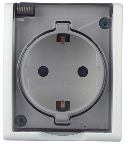 Розетка Simon 15 Aqua 1594432-030 открытая установка белая с ...