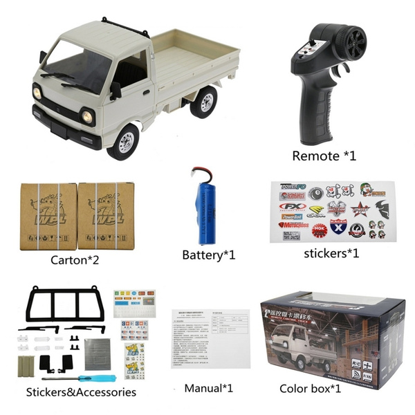 2.4G WPL D12 DIY White Small Van R / C Drift Car Main Model Play Truck ...