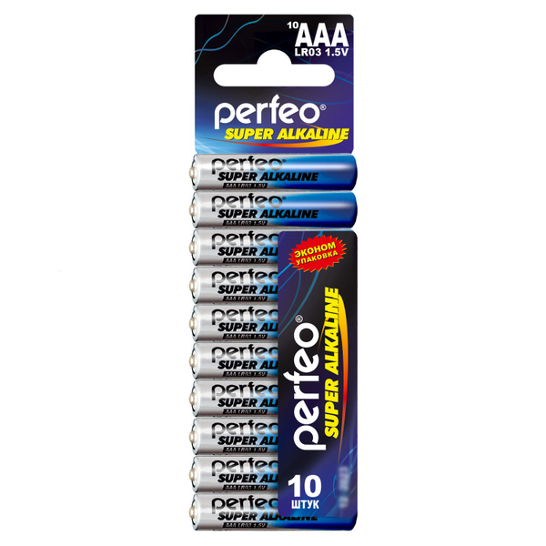 Батарейки Perfeo LR03 AAA Super Alkaline алкалиновые (щелочные) мизинчиковые, 10шт на блистере ...