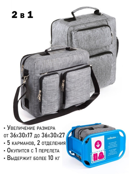 Джинсовая сумка дорожно - спортивная 36*30*27 см / рюкзак - трансформер ...