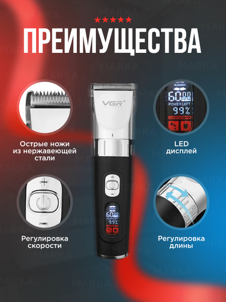 Набор для стрижки V069, черный купить на OZON по низкой цене (2268347629)