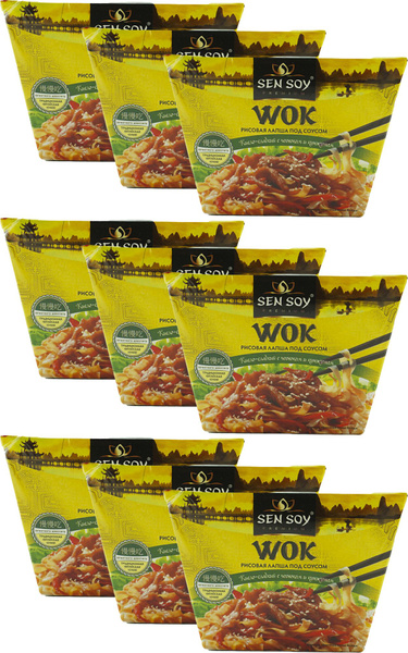 Лапша Sen Soy рисовая под китайским соусом WOK, комплект: 9 упаковок по 125 г - купить с ...