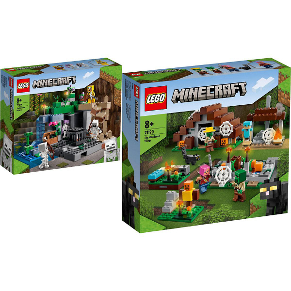 LEGO Minecraft 2er Set: Skelettverlies (21189), Das verlassene Dorf ...