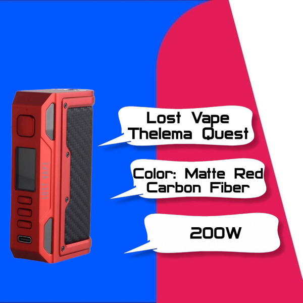 Бокс мод Lost Vape Thelema Quest 200W Box Mod, Matte Red Carbon Fiber ...