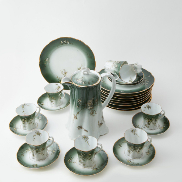 Товарищество М.С. Кузнецова. Старинный кофейный сервиз на 8 персон No ...