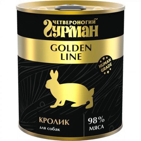 Четвероногий Гурман Golden Line консервы для собак с Кроликом (340 гр x ...