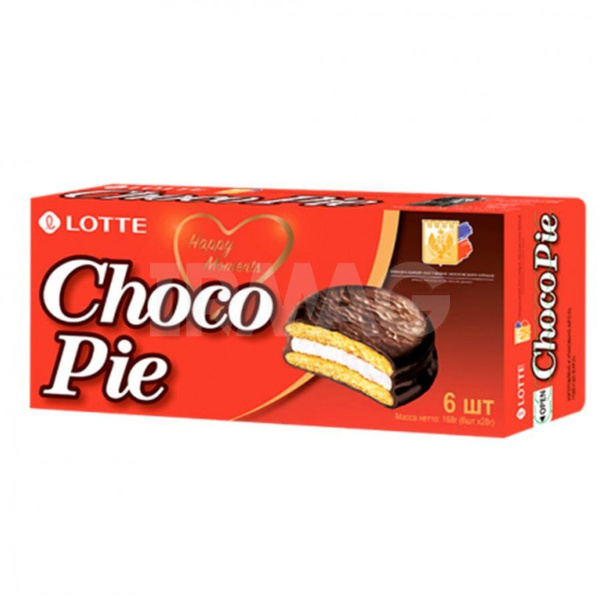 Печенье Lotte Choco-Pie оригинальный вкус, пирожное прослоенное ...