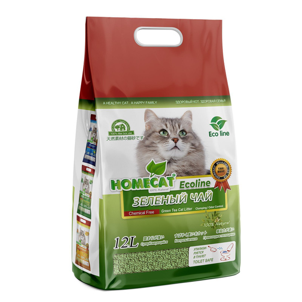 Наполнитель соевый для кошачьего туалета Homecat, комкующийся, зеленый чай 12 л 1 шт купить на ...