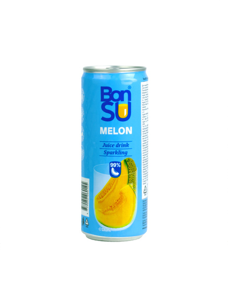 Характеристики Сокосодержащий газированный напиток BonSu Melon Juice drink Sparkling 330 мл ж/б ...