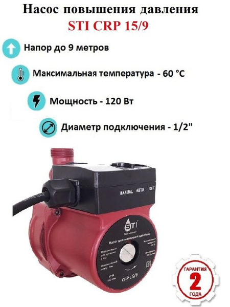 Циркуляционный насос STI Насос повысительный CRP 15/9, 220 л/мин ...