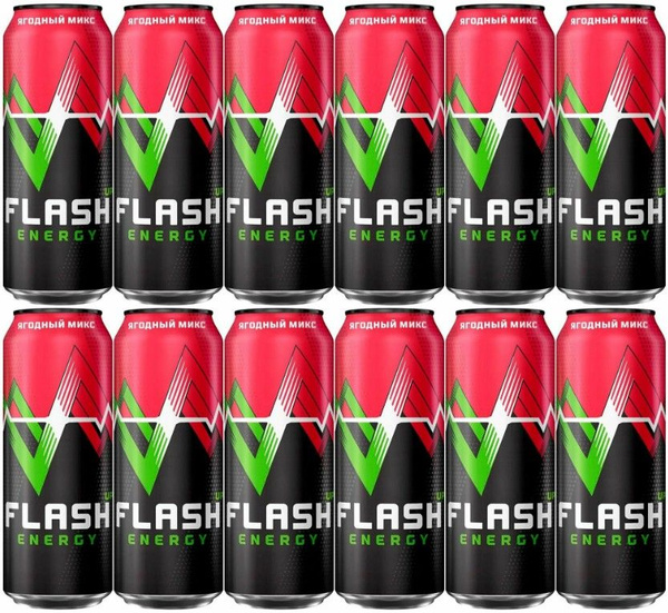 Flash Up Energy Ягодный микс 0,45 л х 12 банок, энергетический напиток ...