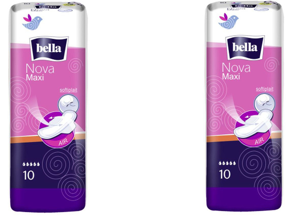 BELLA Прокладки гигиенические NOVA MAXI "Softiplait",10 шт, 2 упаковки ...