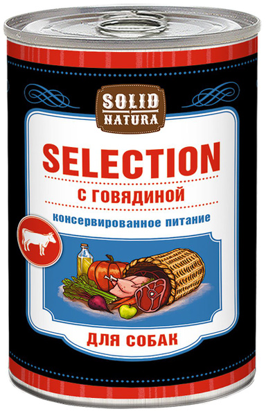 Корм Solid Natura Selection (консерв.) для собак, с говядиной, 970 г x 6 шт купить на OZON по ...