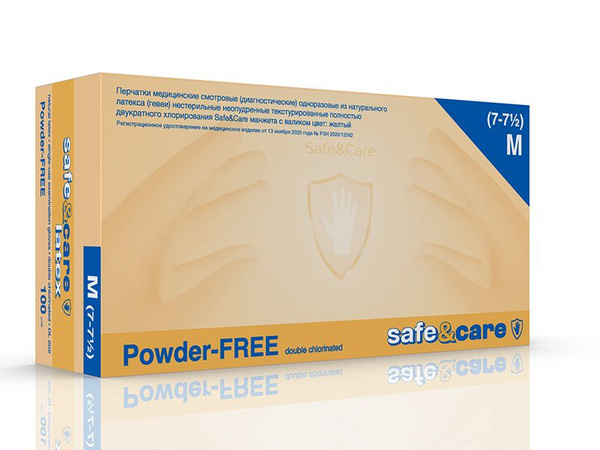 Safe&Care Перчатки медицинские, 100шт , XS, материал: Латекс, цвет ...