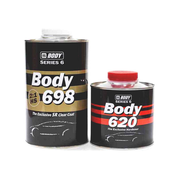 Акриловый автомобильный бесцветный глянцевый лак боди для кузова HB Body 698 2+1 HS 1 л. с ...