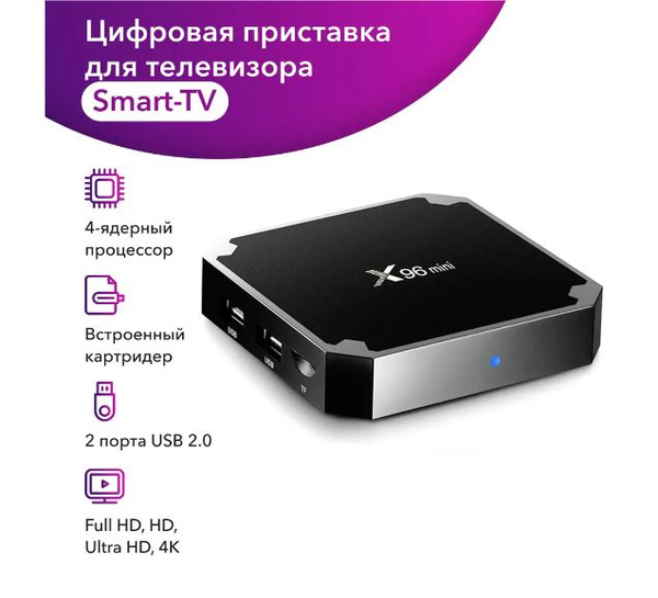 Медиаплеер X96 Mini, HDMI, RJ-45 Ethernet, USB, черный, Android купить c доставкой на OZON по ...