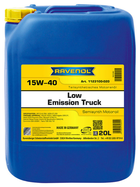 Масло моторное RAVENOL Low Emission Truck Полусинтетическое 20 л ...