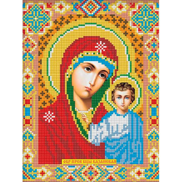 Алмазная мозаика Алмазная живопись, картина стразами Икона Казанская ...
