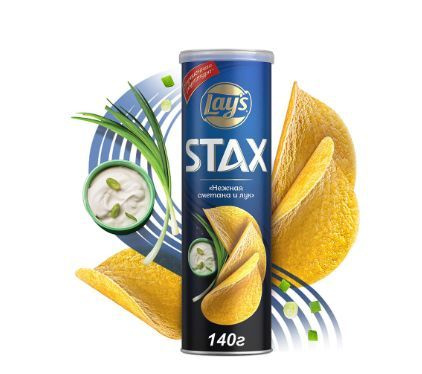 Чипсы картофельные Lays Stax Нежная сметана и лук 140 г, Россия - купить с доставкой по выгодным ...
