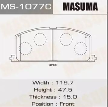 Колодки тормозные Masuma MS1077 - купить по низким ценам в интернет-магазине OZON (197308208)
